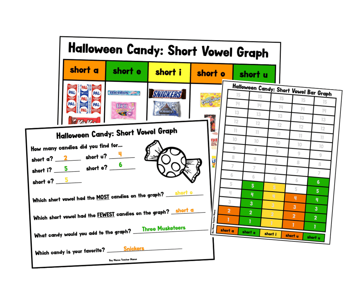Easy Halloween Short Vowel Graph Activity for First Grade