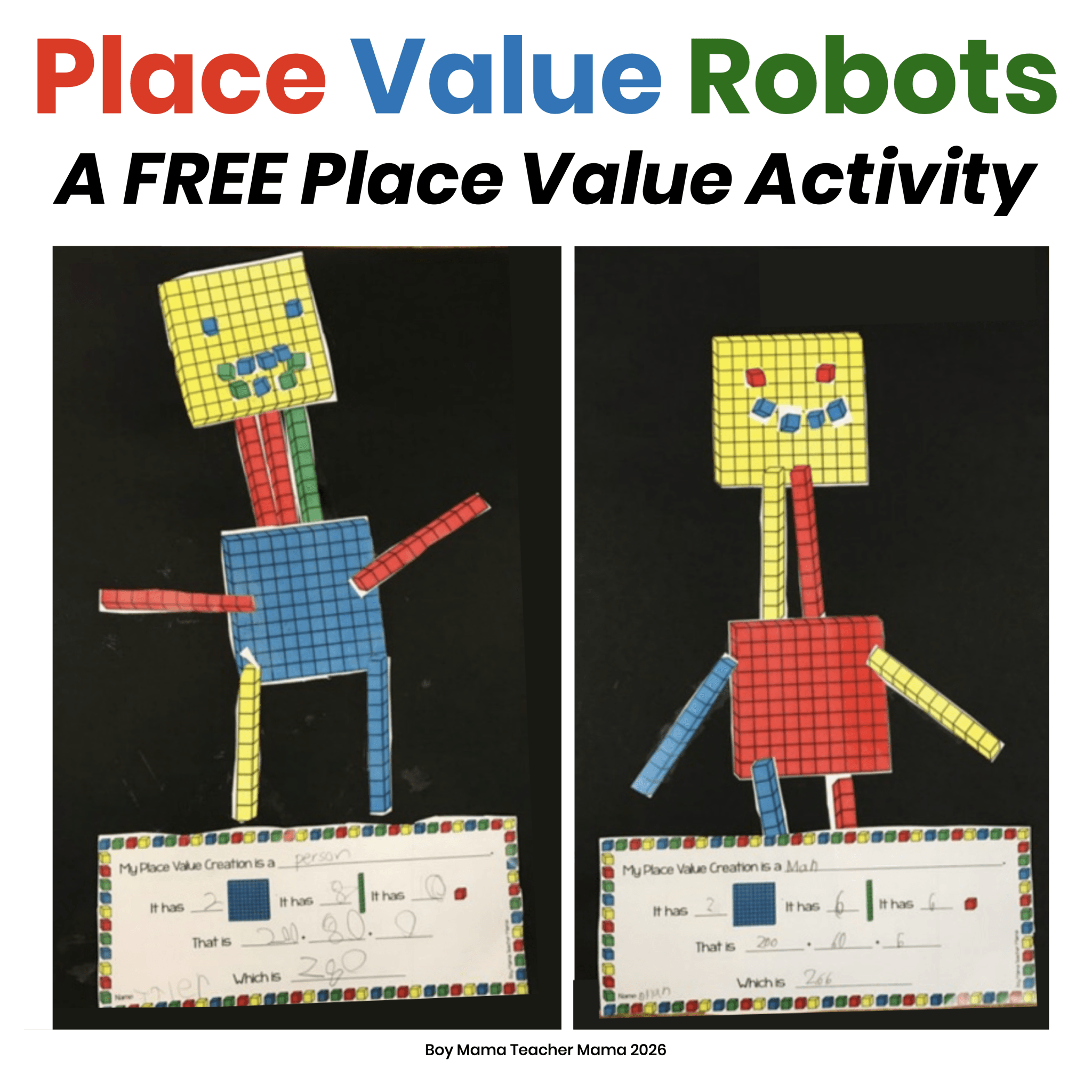 Fun and Easy Place Value Robots Activity with FREE Templates