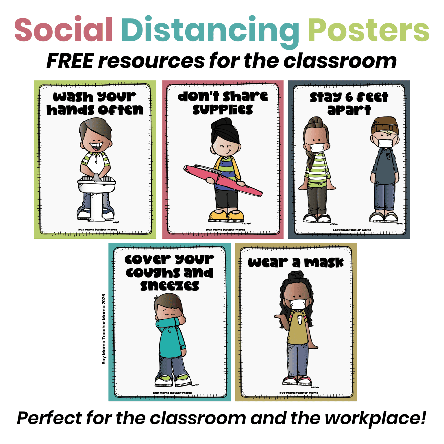 FREE Social Distancing Posters for the Classroom or Workspace